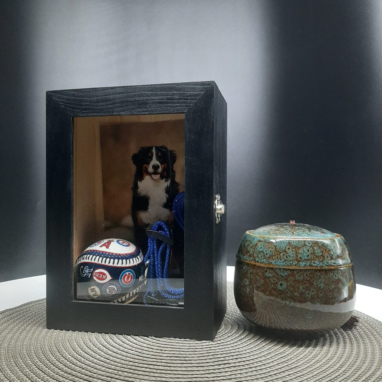 PERSONALIZED PET MEMORY BOX KEEPSAKE SHADOWBOX WITH NAME AND DATES