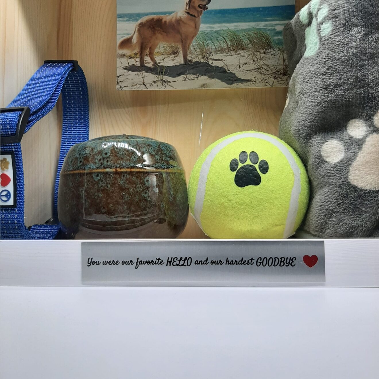 PERSONALIZED PET MEMORY BOX KEEPSAKE SHADOWBOX WITH NAME AND DATES